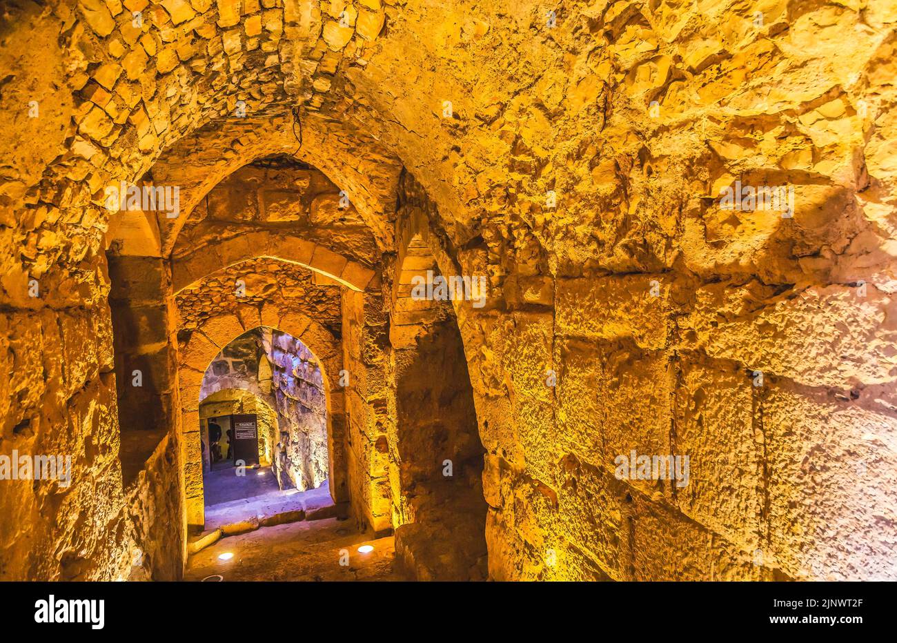 Qalat ar-Rabid Ancient Arabic Fortress Castle Stone Corridor Ajlun ...