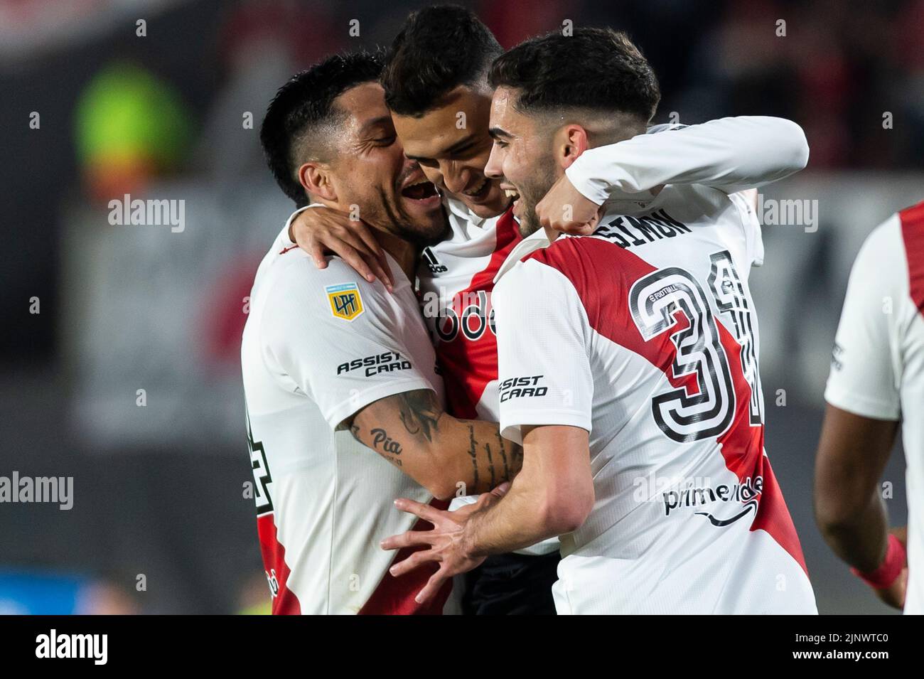 Matias Suarez of River Plate celebrates with Enzo perez and Santiago ...