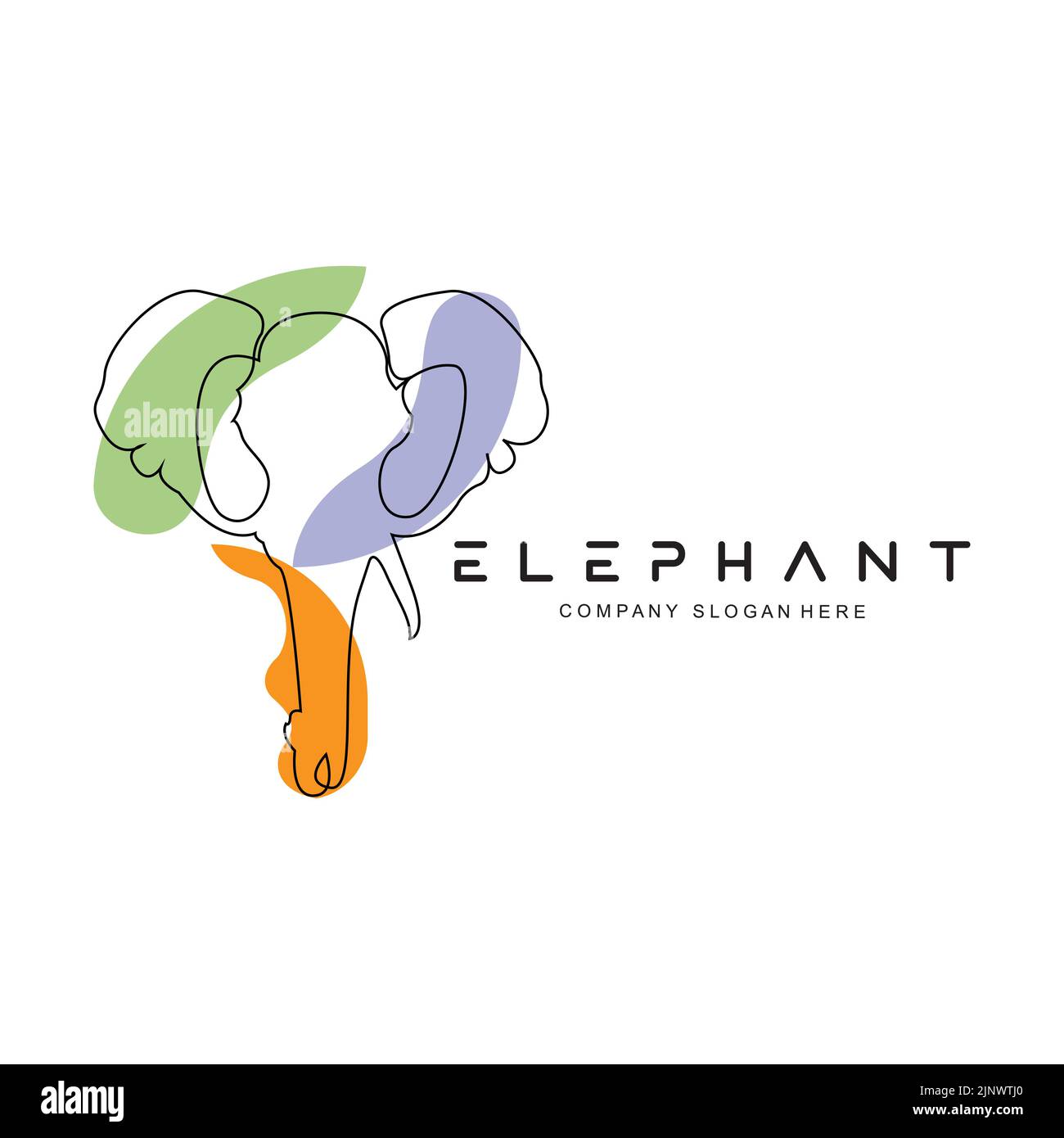 Elephant line logo design protected animal sketch vector illustration ...