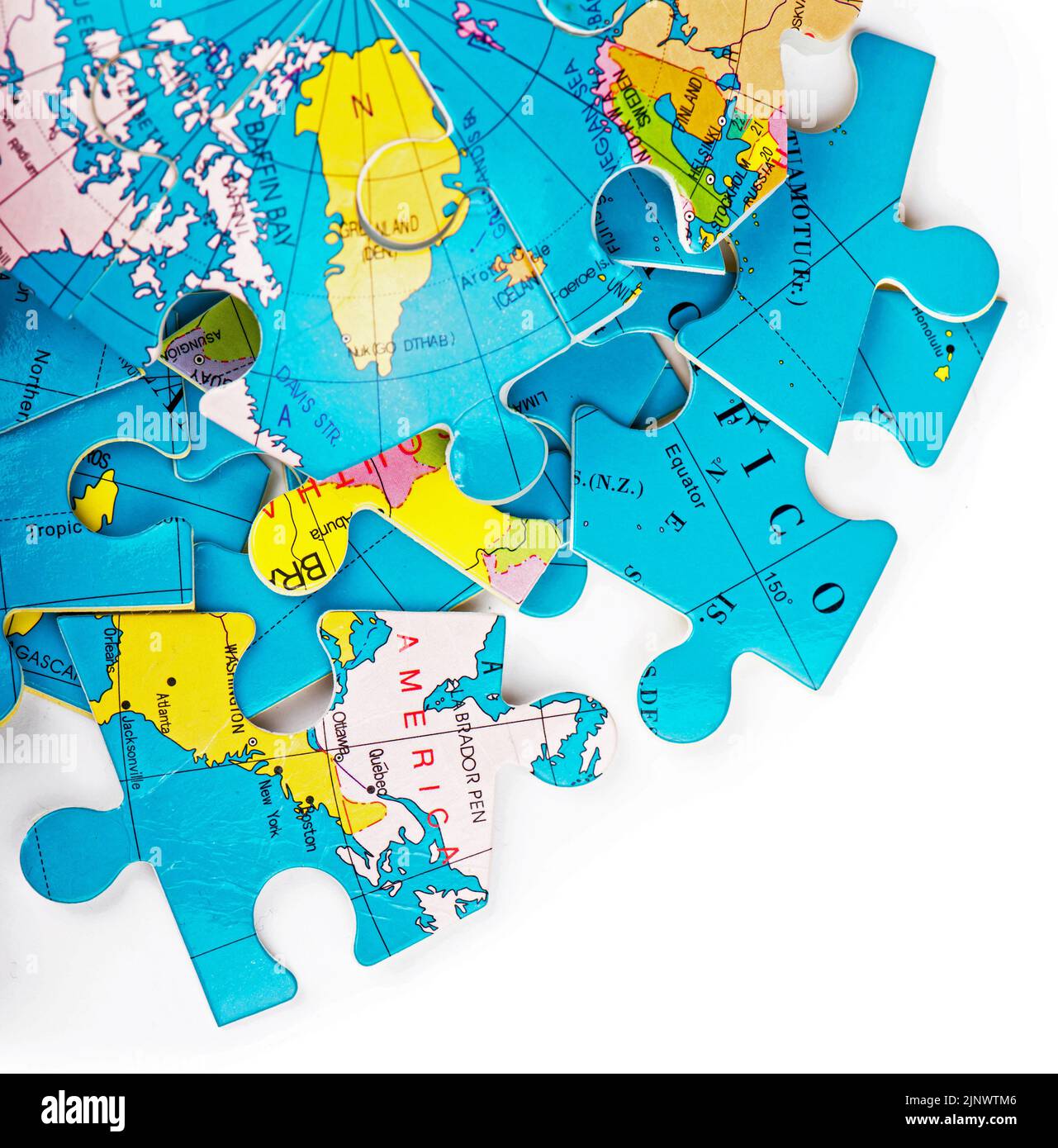 Concept of Globalization. Earth puzzle on white background Stock Photo ...