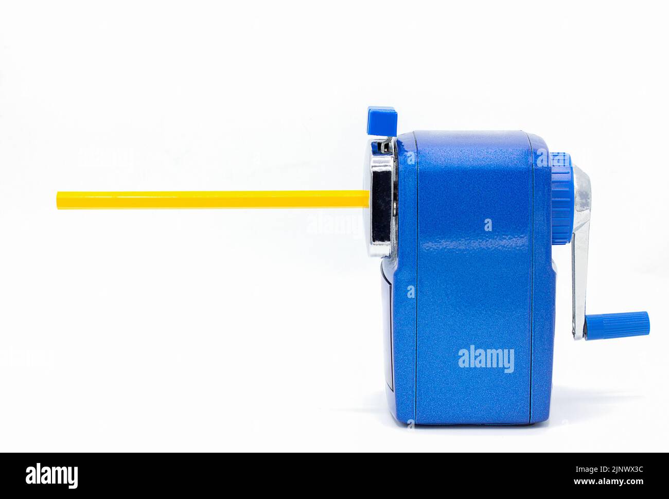 Blue pencil sharpener isolated on white background Stock Photo - Alamy