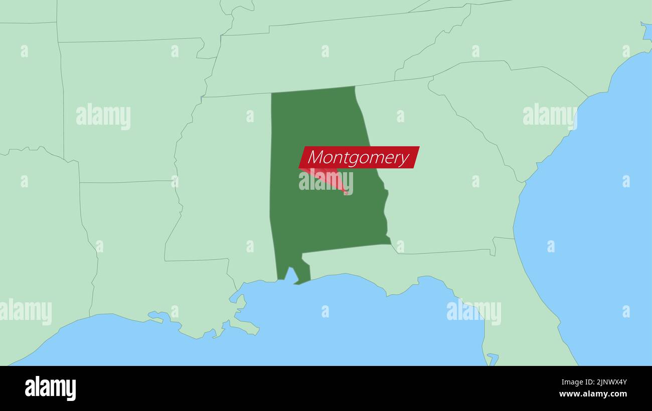 Map of Alabama with pin of country capital. Alabama Map with ...