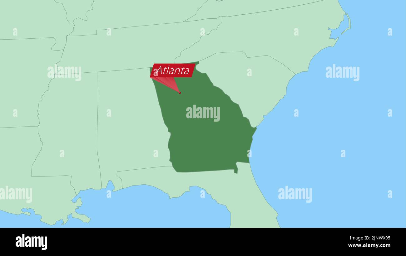 Map of Georgia with pin of country capital. Georgia Map with ...