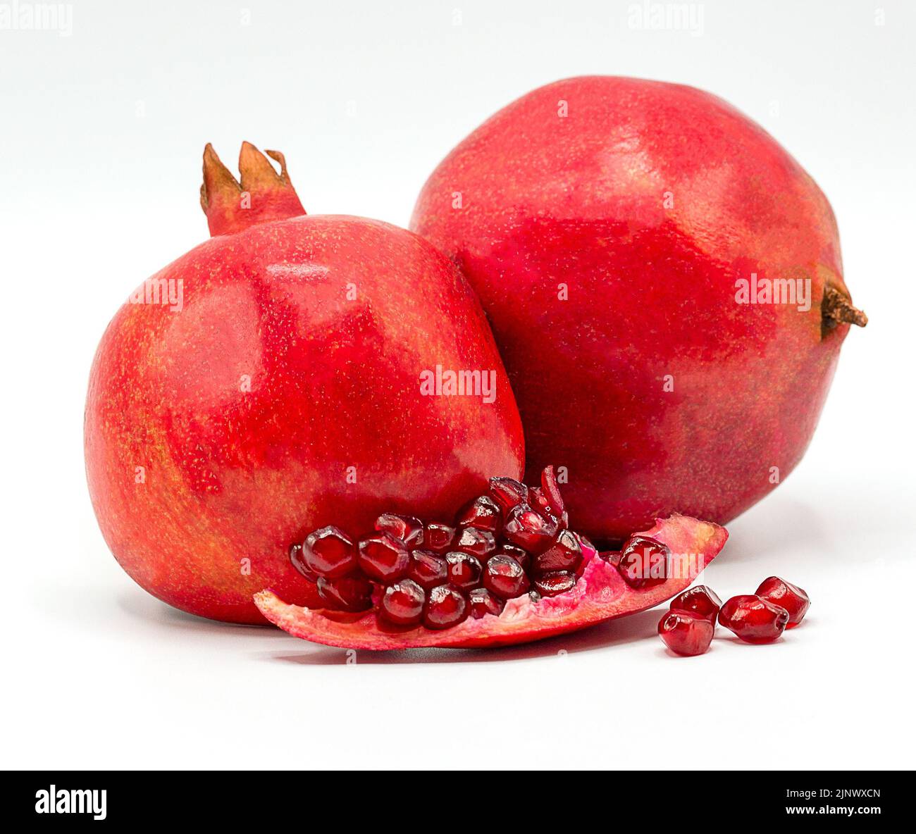 pomegranate isolated on white background,pomegranate leaves and sliced ...