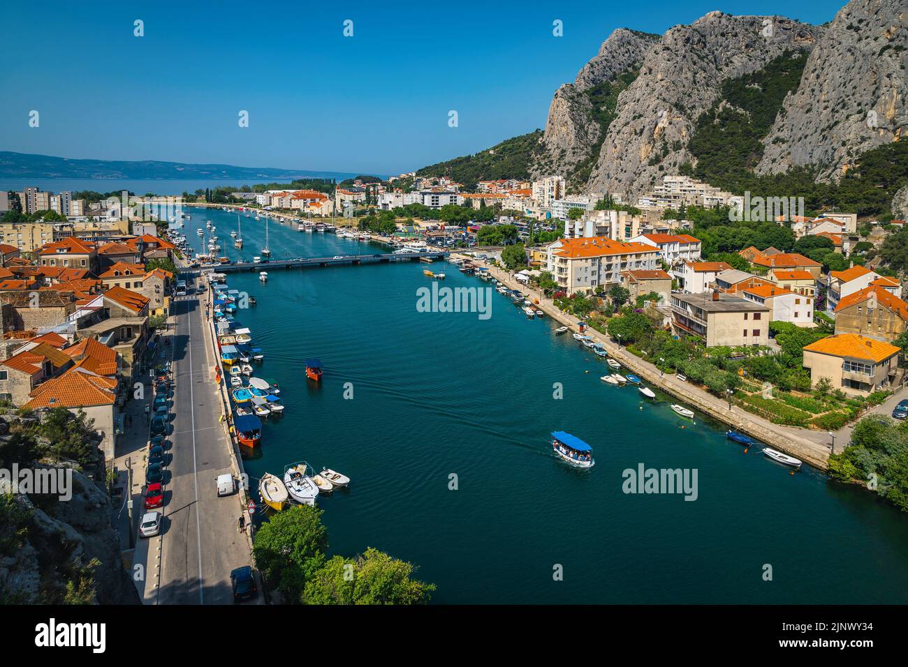 Beautiful view with red roofs and spectacular Cetina river from the ...
