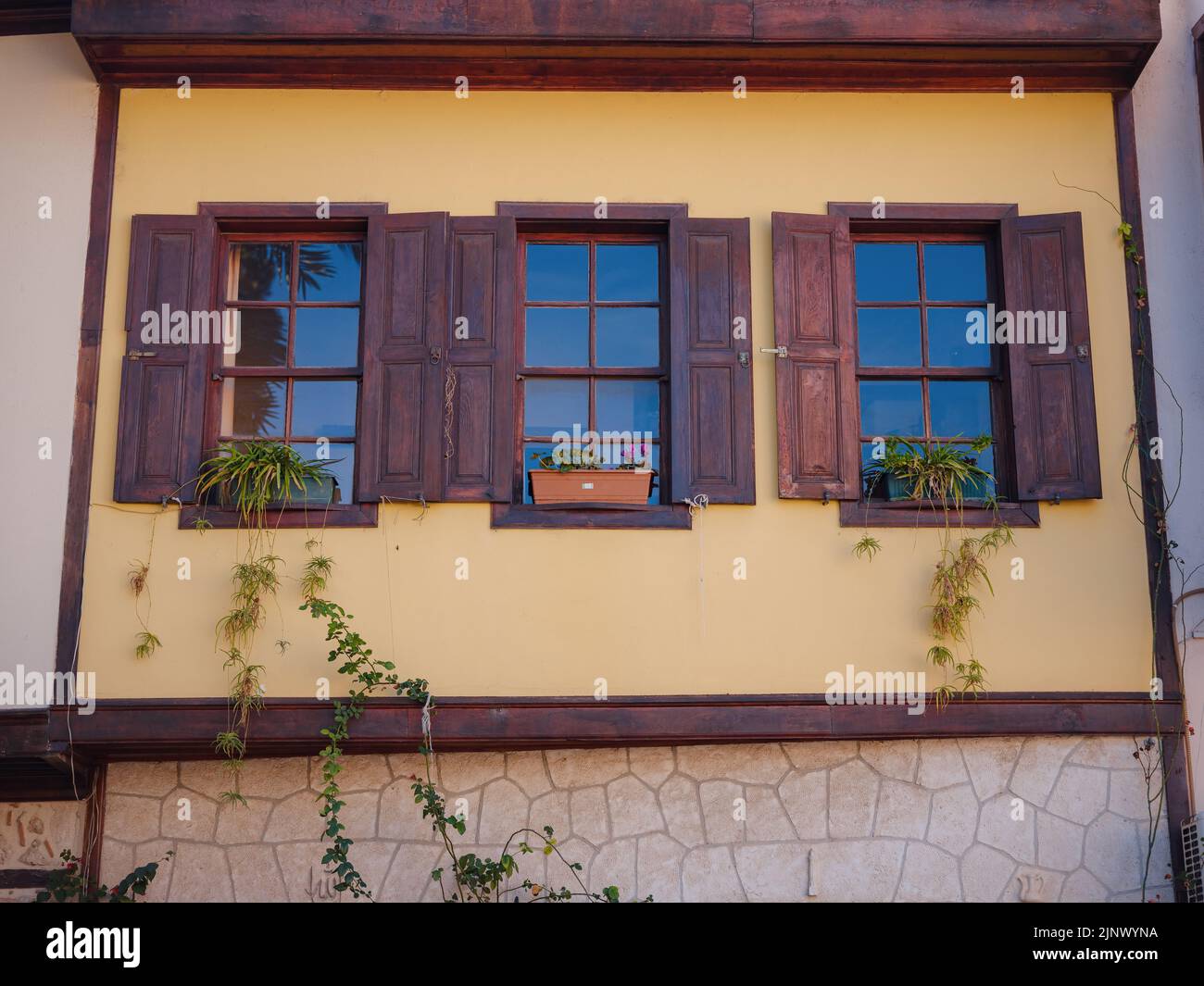travel to turkey, old town Kaleci. district street view, in Antalya ...