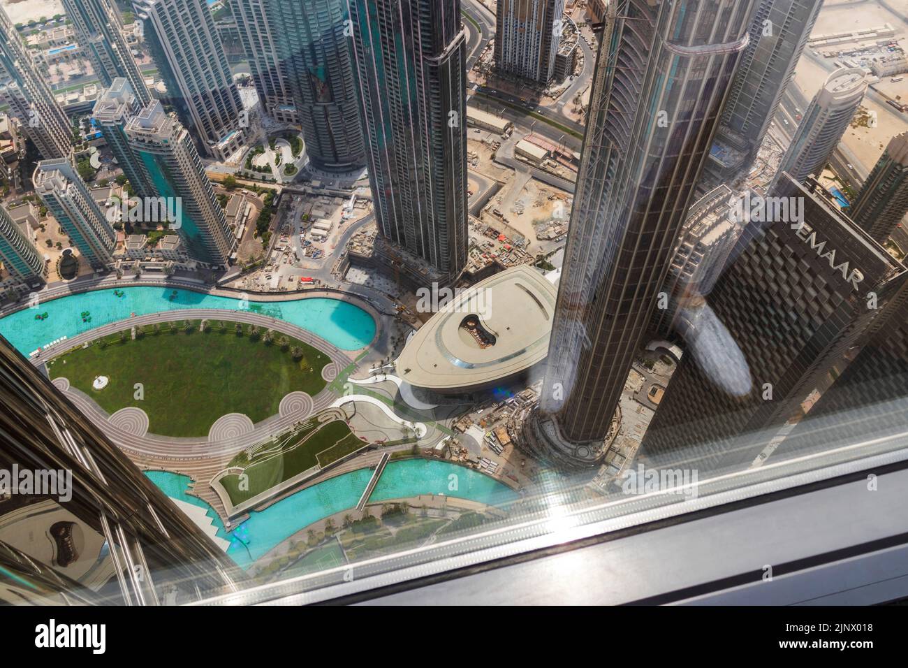 Dubai, UAE - 07.18.2021 - Areal view of downtown and Dubai opera ...