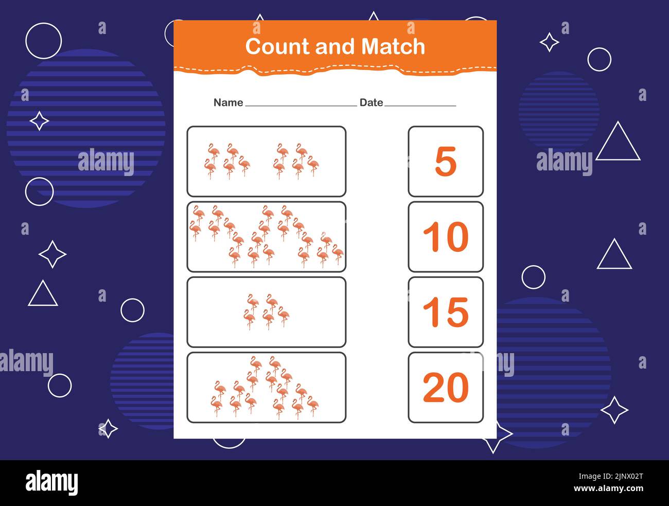 Count and match with the correct number. Count how many birds and ...