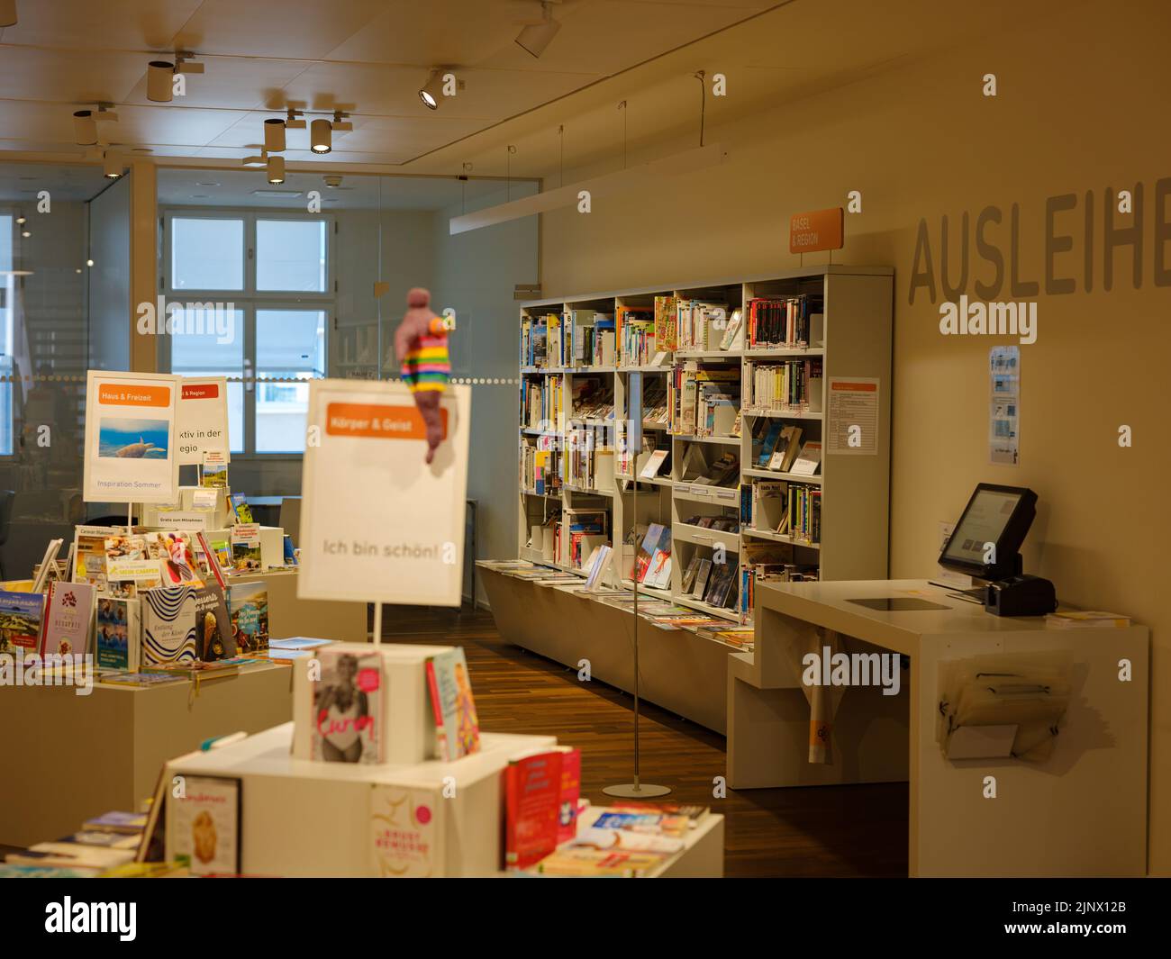 Basel, Switzerland - July 8 2022: Books in new, modern library in Basel ...