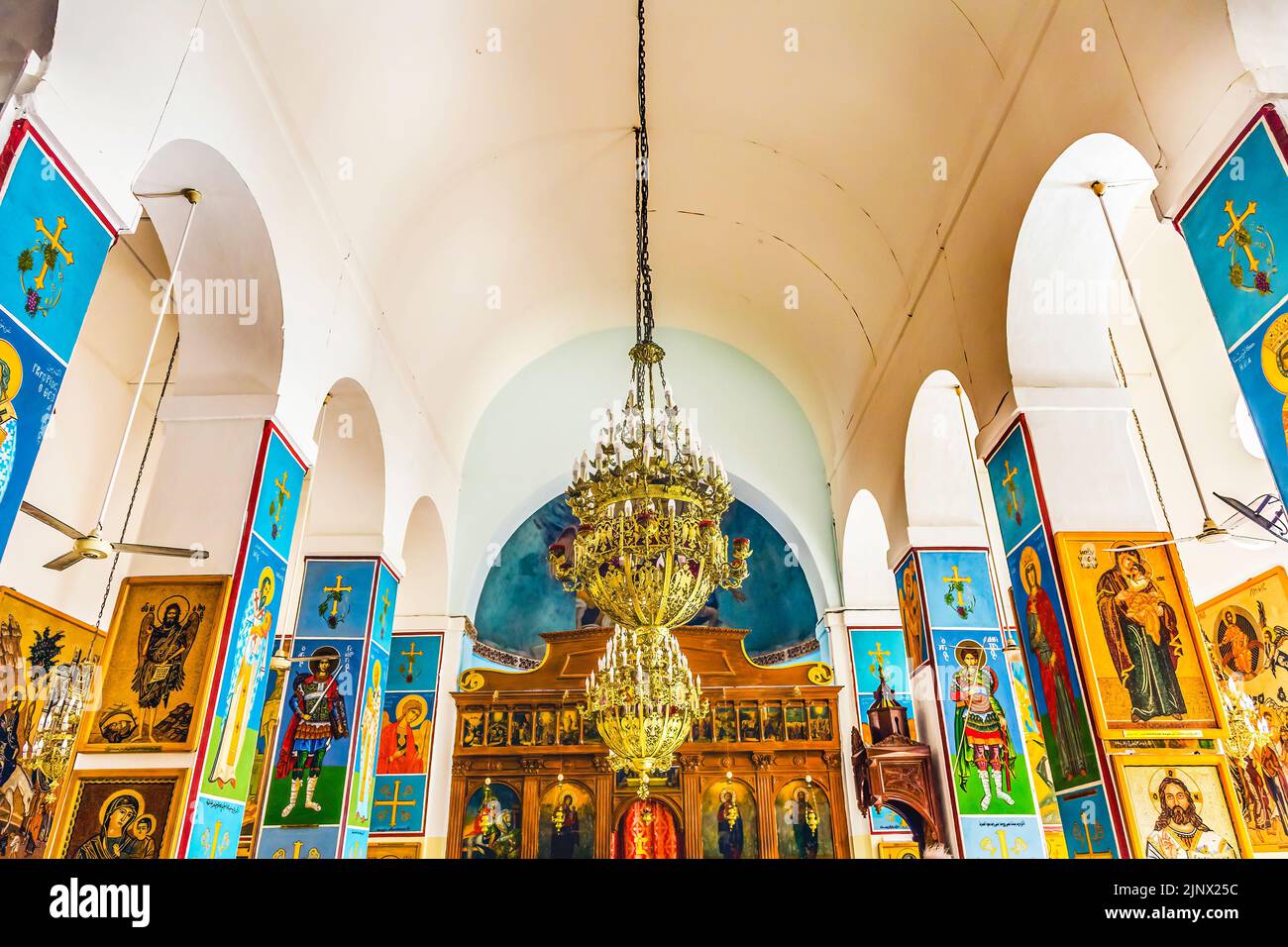 Mosaics Frescoes Altar Chandelier Saint George Greek Orthodox Church ...