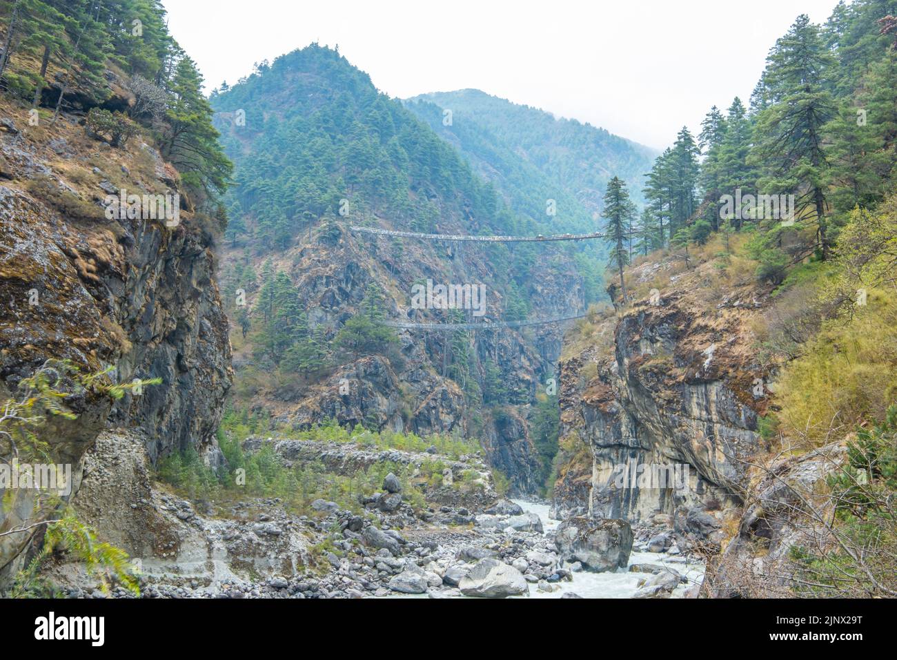 way to Tenzing-Hillary Suspension Bridge, the bridge build for crossing ...