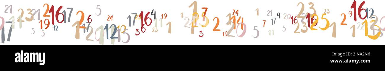 Color Numbers vector symbols. Seamless pattern of hand drawn brush ...