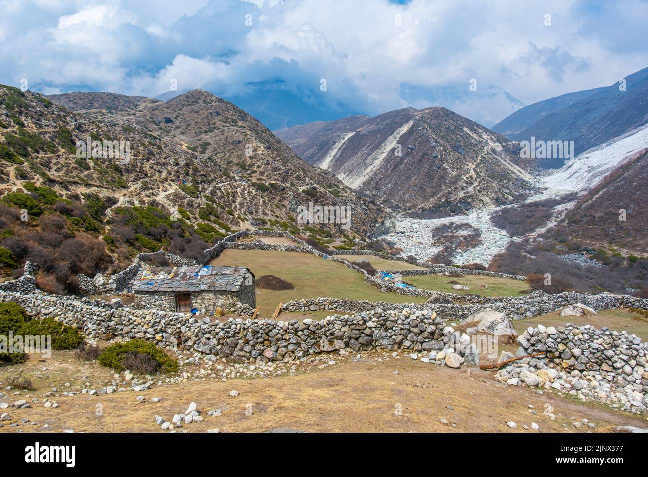 Dingboche village and mount Lhotse - trek to Everest base camp - Nepal ...