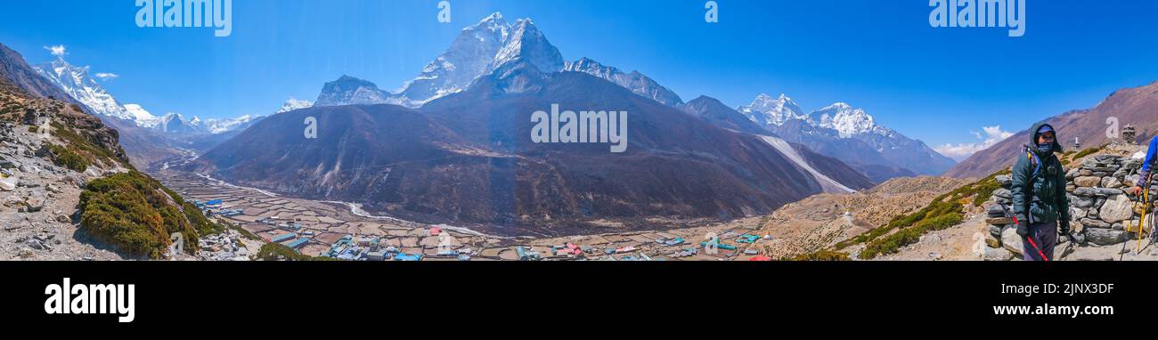 Dingboche village and mount Lhotse - trek to Everest base camp - Nepal ...