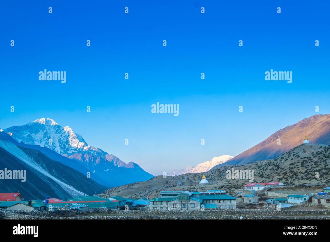 Dingboche village and mount Lhotse - trek to Everest base camp - Nepal ...