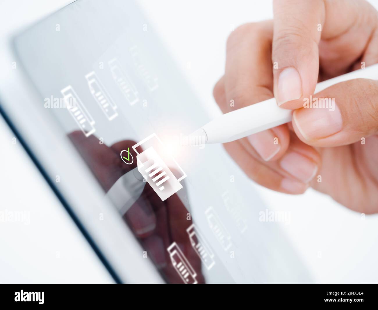 Document management. Cloud computing technology. Closeup document file ...