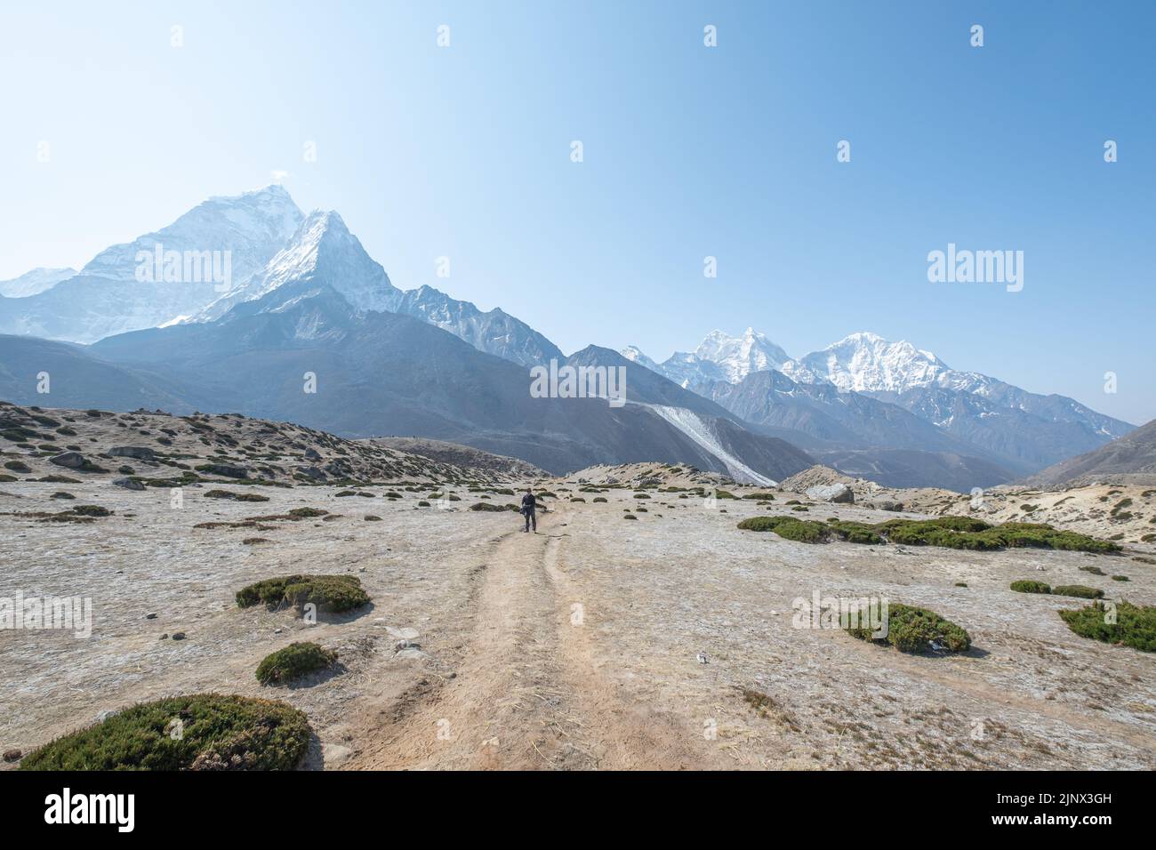view from Kala Patthar of himalayas mountains with beautiful clouds on sky and Khumbu Glacier ...