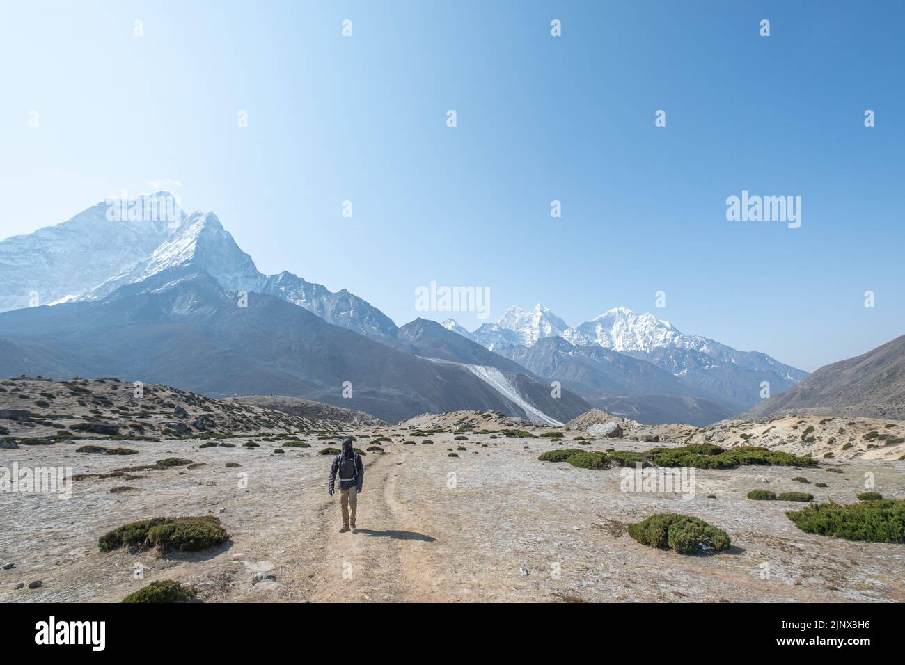 view from Kala Patthar of himalayas mountains with beautiful clouds on sky and Khumbu Glacier ...