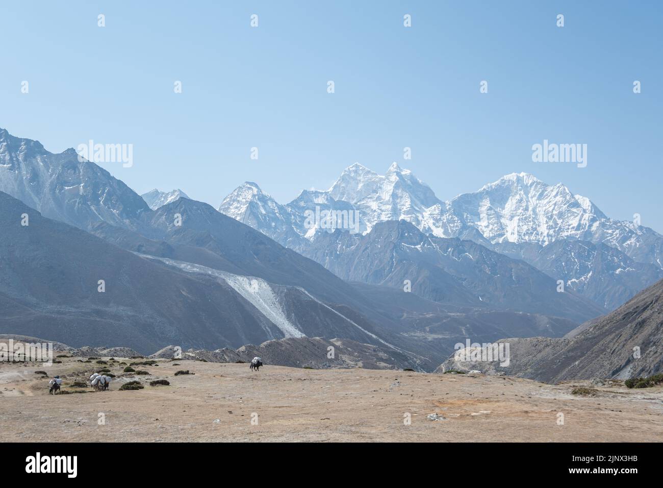 view from Kala Patthar of himalayas mountains with beautiful clouds on sky and Khumbu Glacier ...