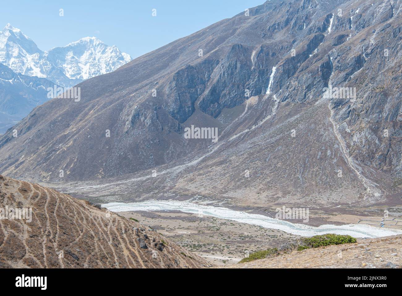 view from Kala Patthar of himalayas mountains with beautiful clouds on sky and Khumbu Glacier ...