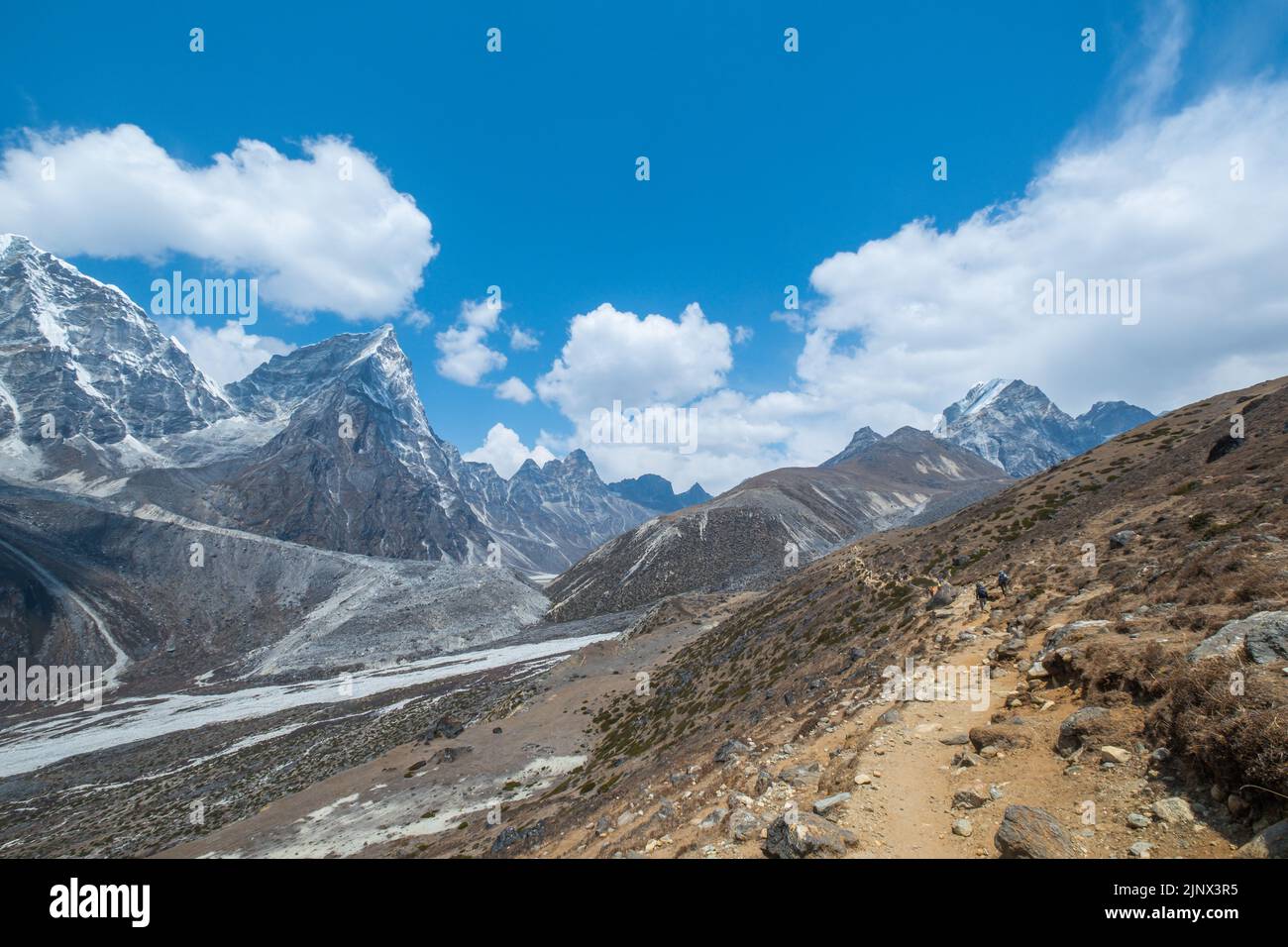 view from Kala Patthar of himalayas mountains with beautiful clouds on sky and Khumbu Glacier ...