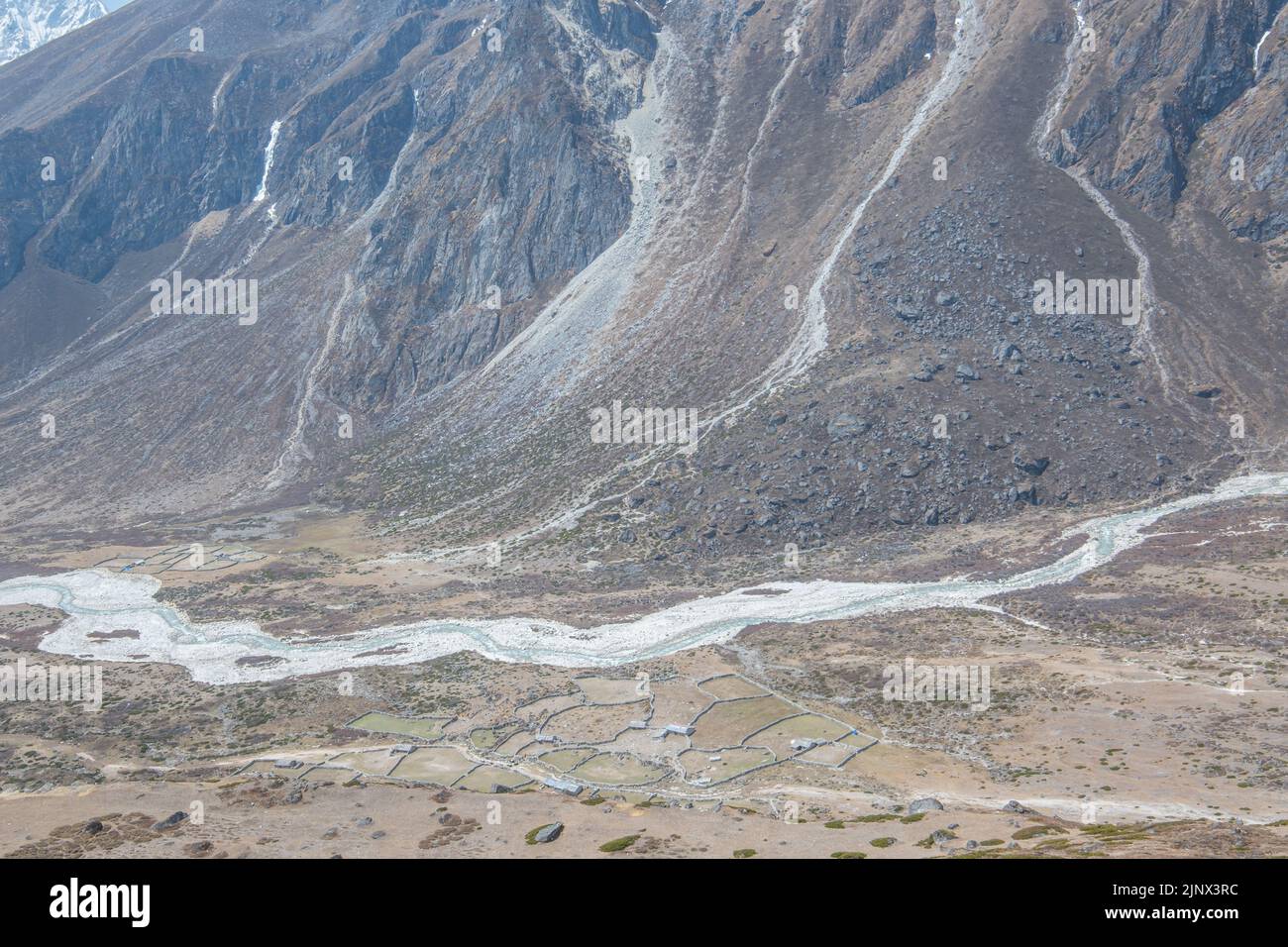 view from Kala Patthar of himalayas mountains with beautiful clouds on sky and Khumbu Glacier ...