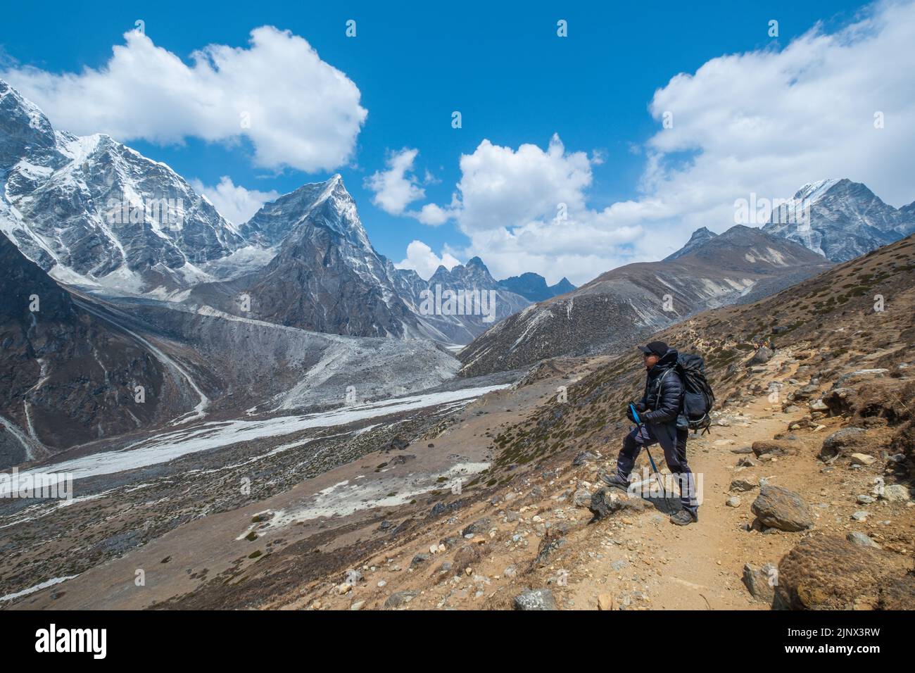 view from Kala Patthar of himalayas mountains with beautiful clouds on sky and Khumbu Glacier ...