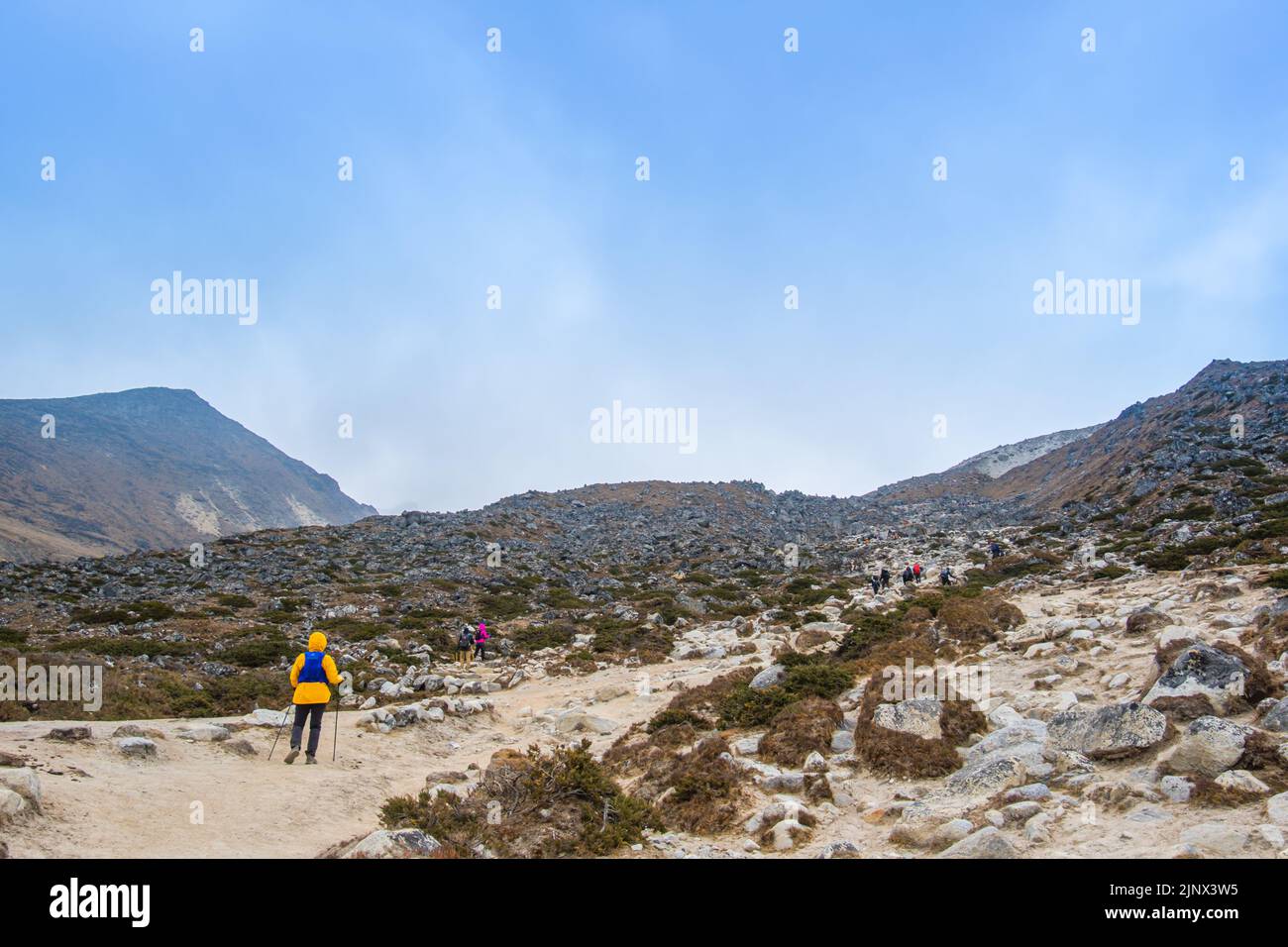 view from Kala Patthar of himalayas mountains with beautiful clouds on sky and Khumbu Glacier ...