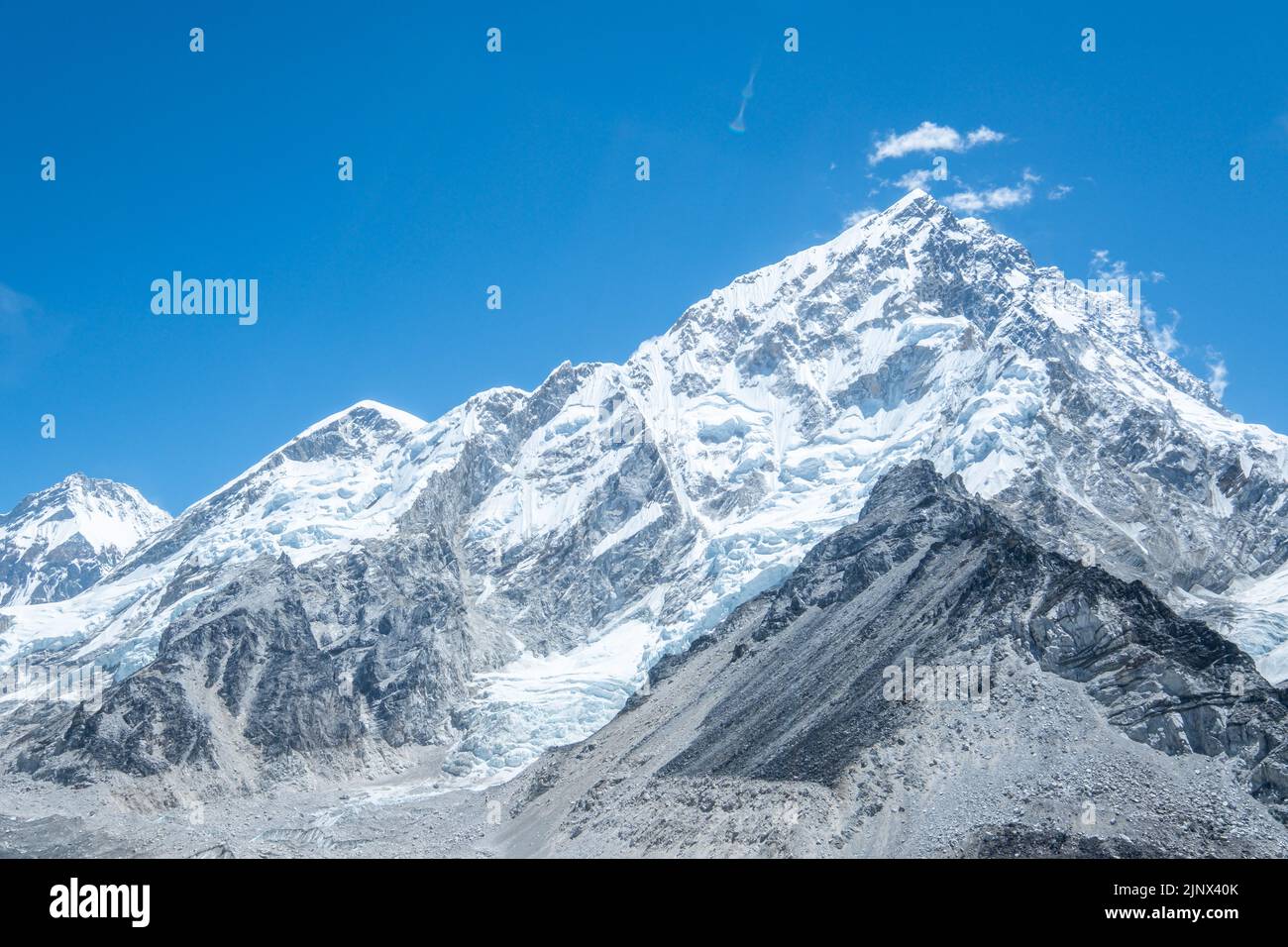 view from Kala Patthar of himalayas mountains with beautiful clouds on sky and Khumbu Glacier ...