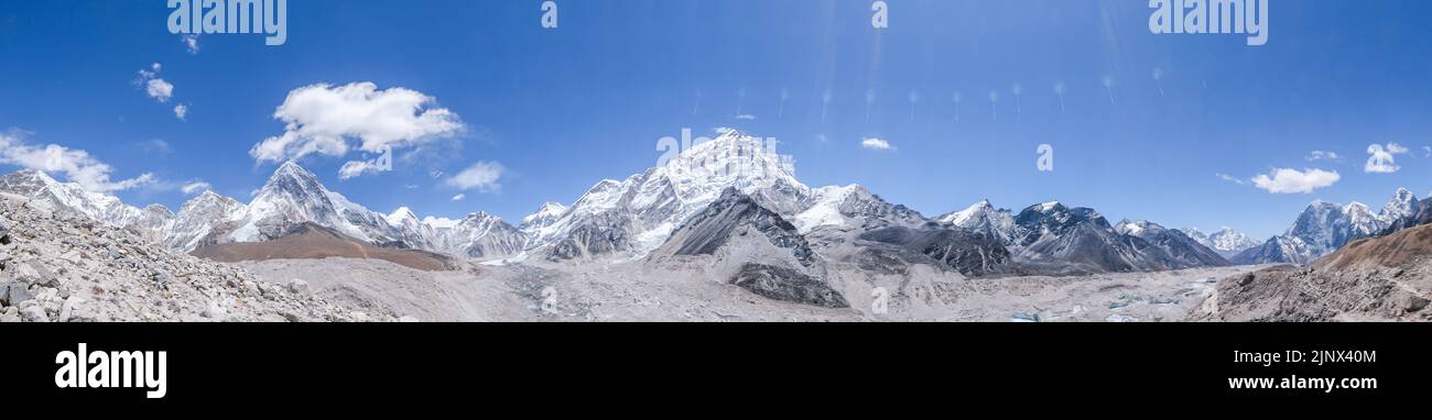 view from Kala Patthar of himalayas mountains with beautiful clouds on sky and Khumbu Glacier ...