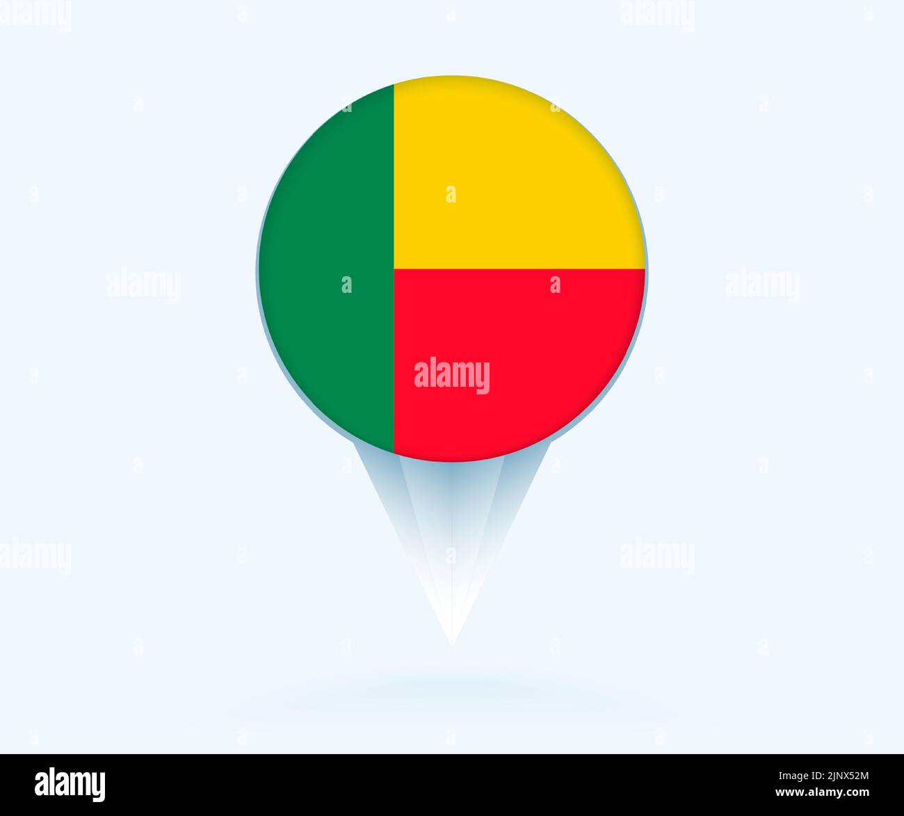 Map pointer with flag of Benin. Vector flag sign on blue background ...