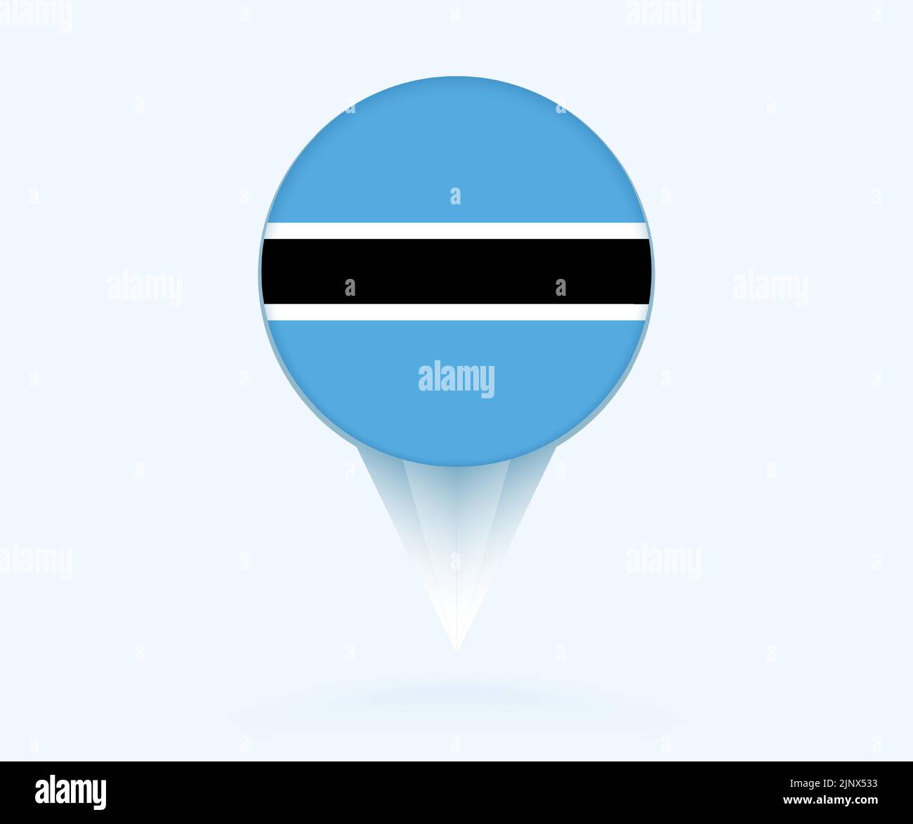 Map pointer with flag of Botswana. Vector flag sign on blue background ...