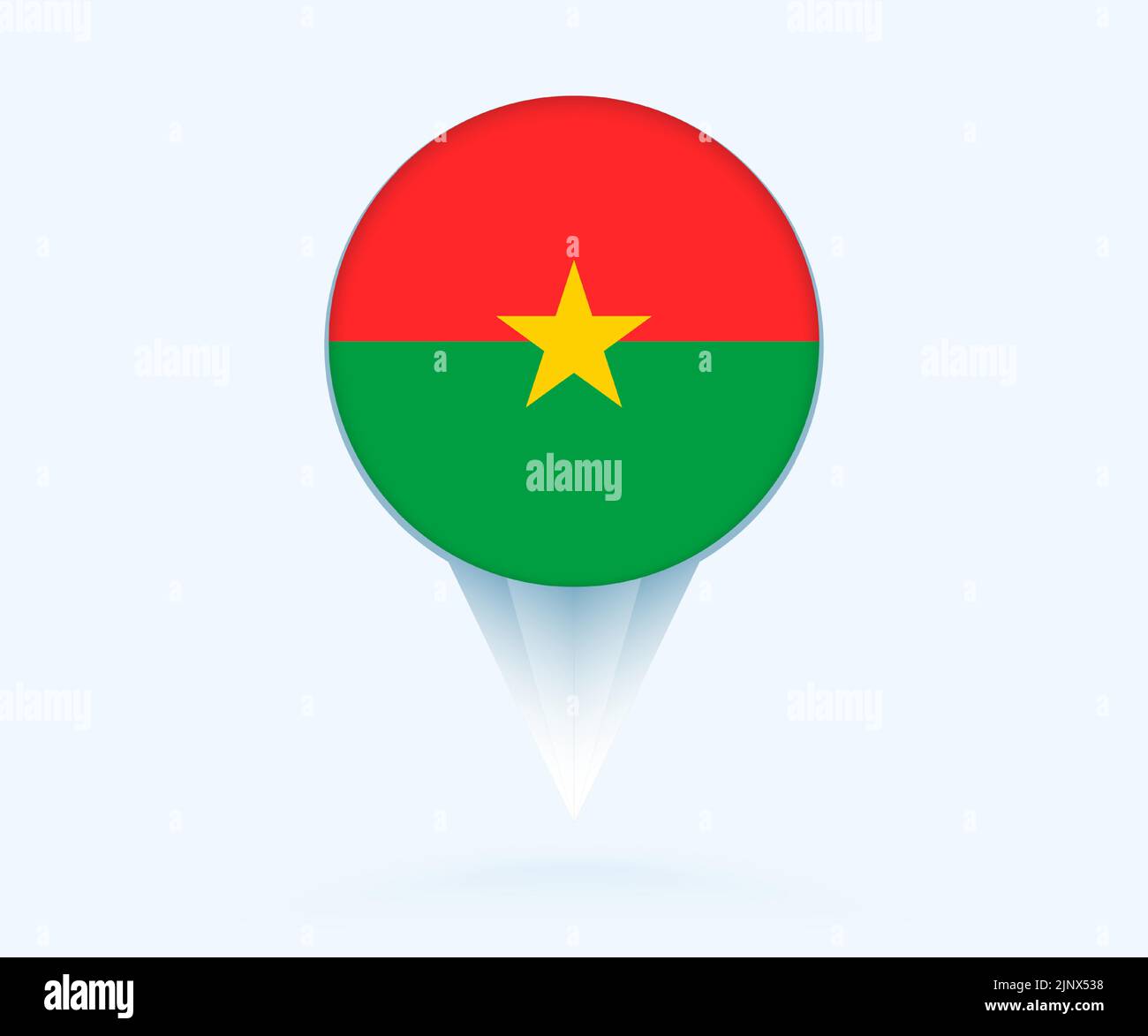 Map pointer with flag of Burkina Faso. Vector flag sign on blue ...