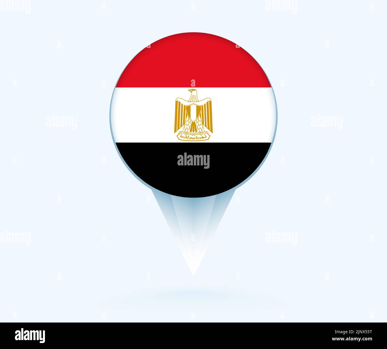 Map pointer with flag of Egypt. Vector flag sign on blue background ...