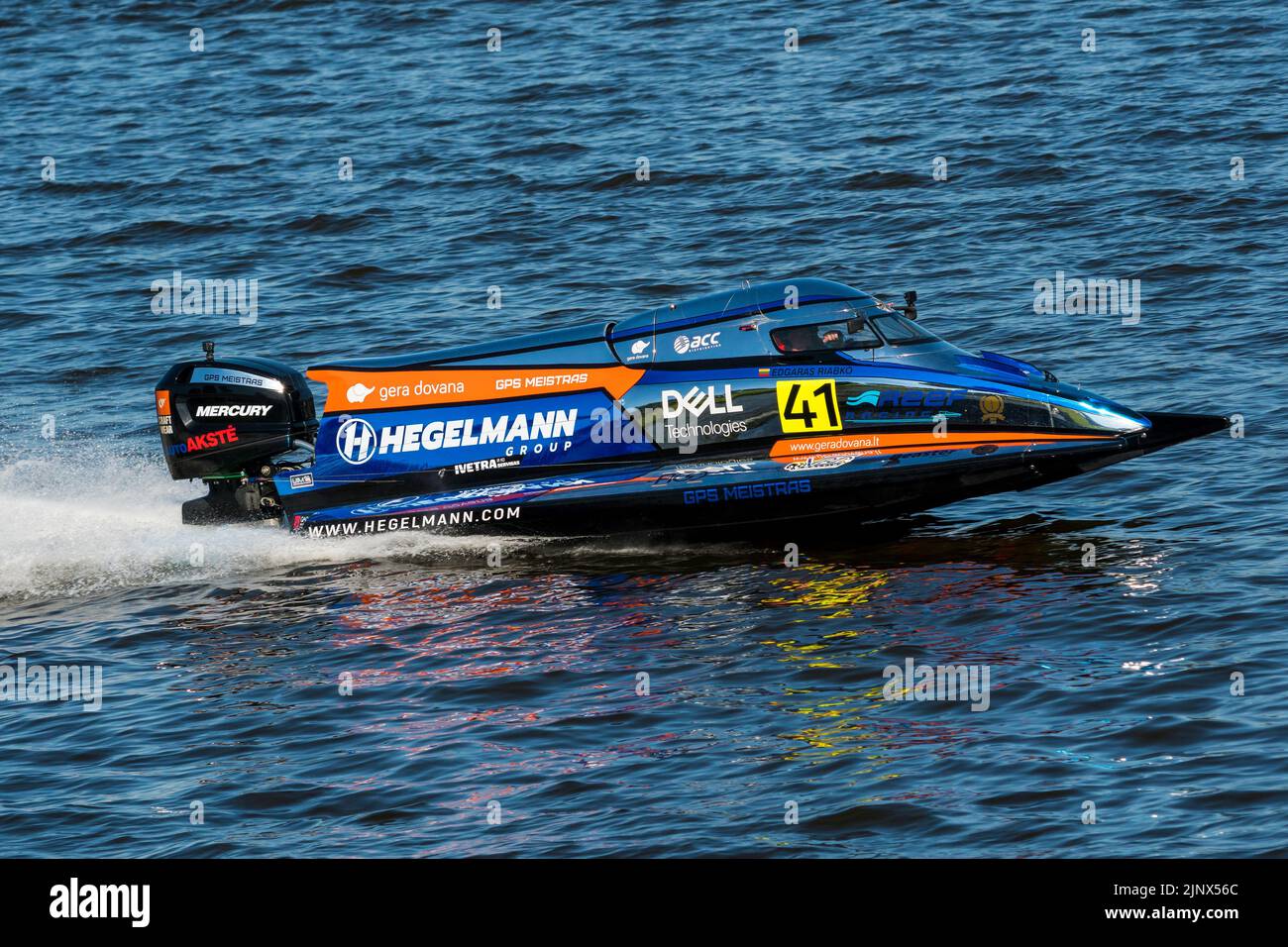KUPISKIS, LITHUANIA, 13th August 2022 : Powerboats racing at UIM F2 World Championship Stock ...