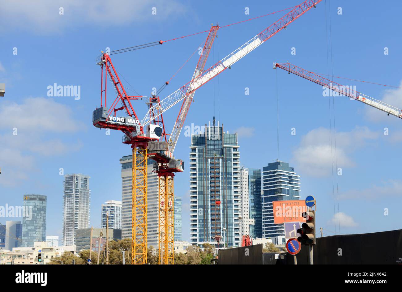 Large construction site near the Hassan Bek Mosque in Tel-Aviv, Israel ...