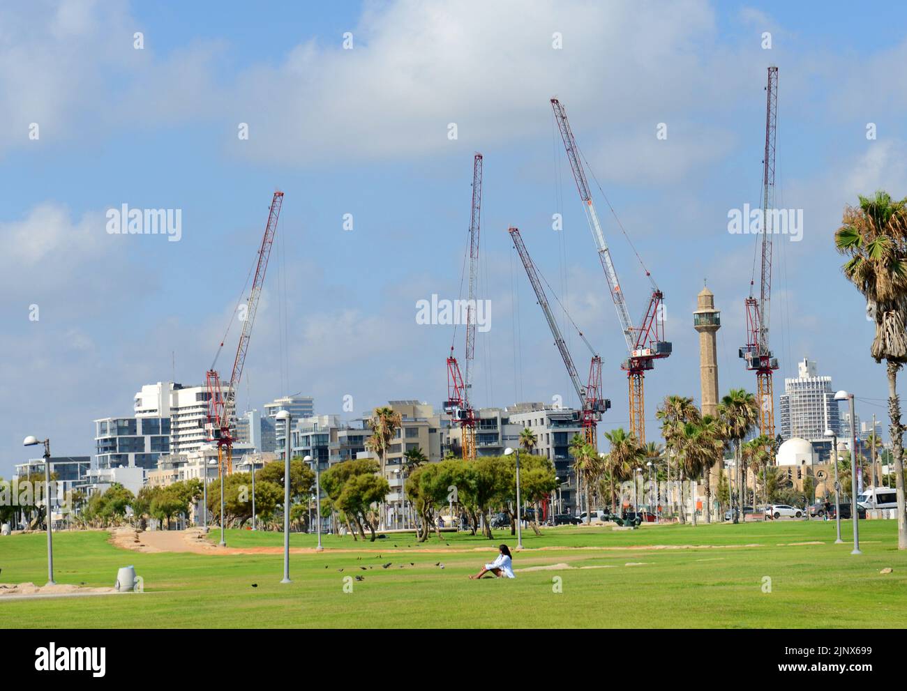 Large construction site near the Hassan Bek Mosque in Tel-Aviv, Israel ...