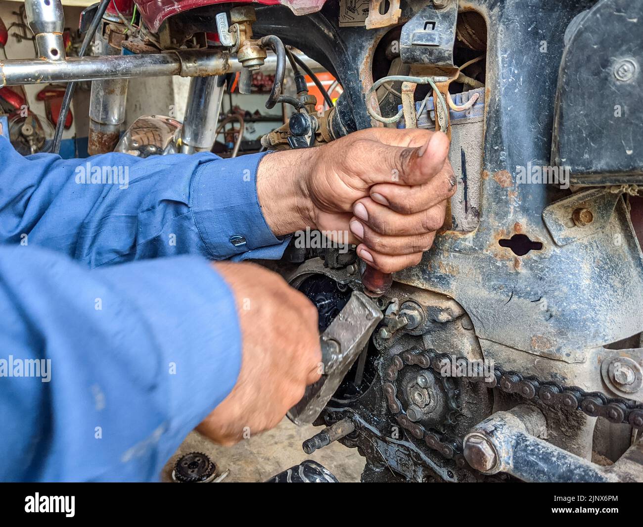 Machine inspection with hands hi-res stock photography and images - Alamy
