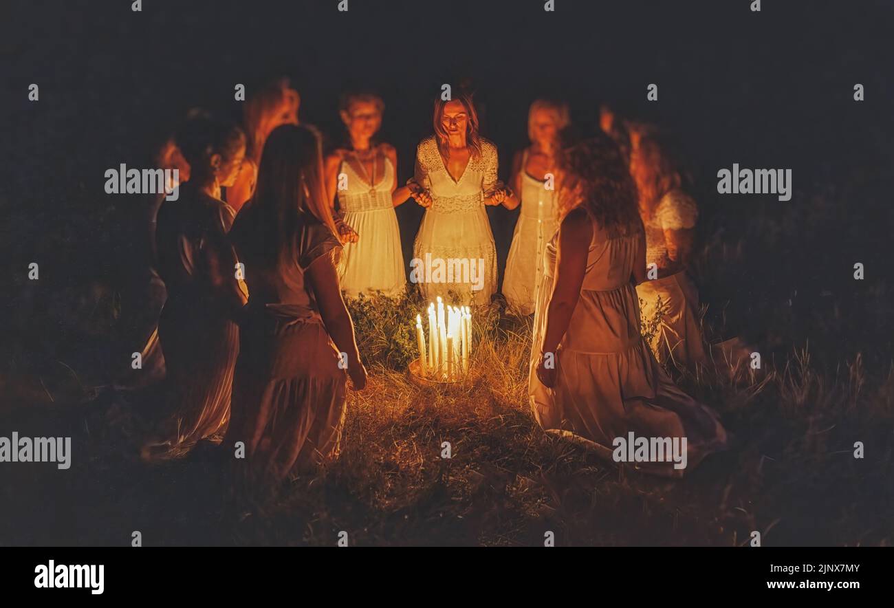 Women at the night ceremony. Ceremony space Stock Photo - Alamy