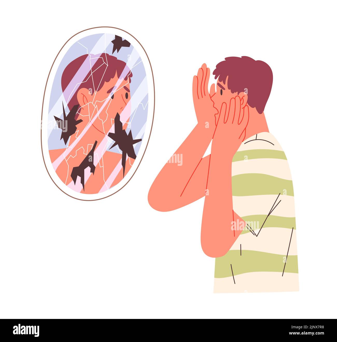 Teenager mirror sad Stock Vector Images - Alamy