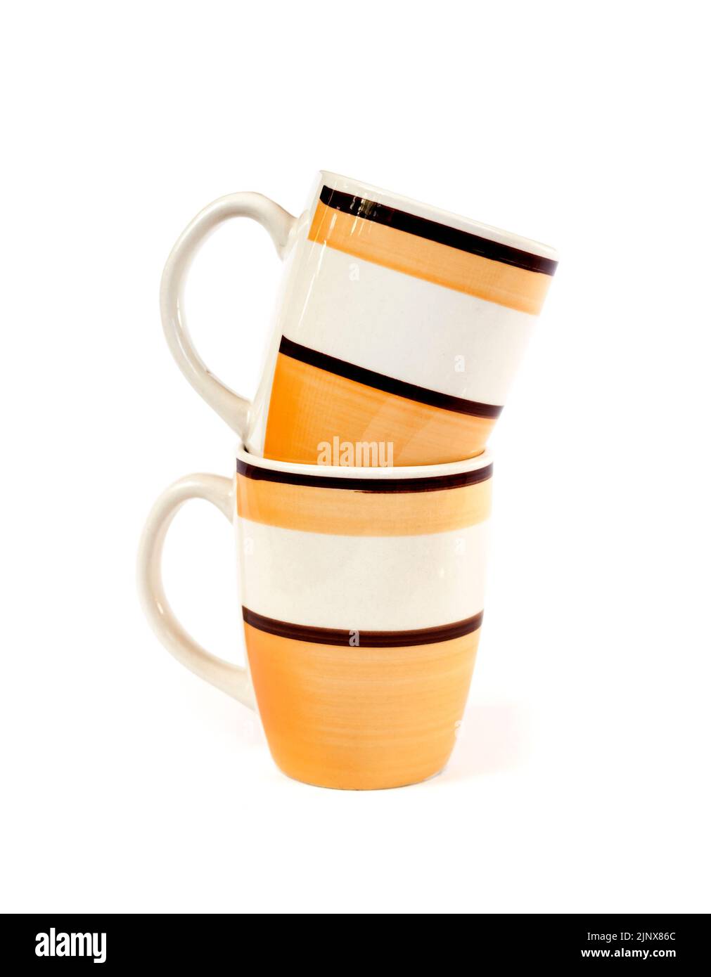 Stack of two mugs isolated on white background with clipping path Stock ...