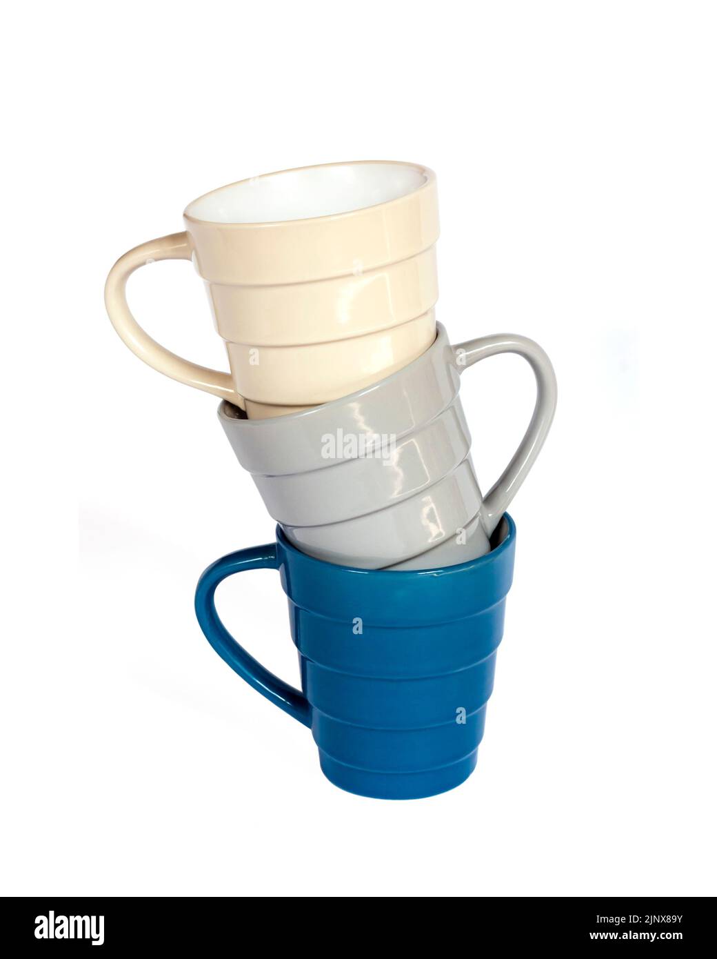 Three mugs isolated on white background with clipping path Stock Photo ...