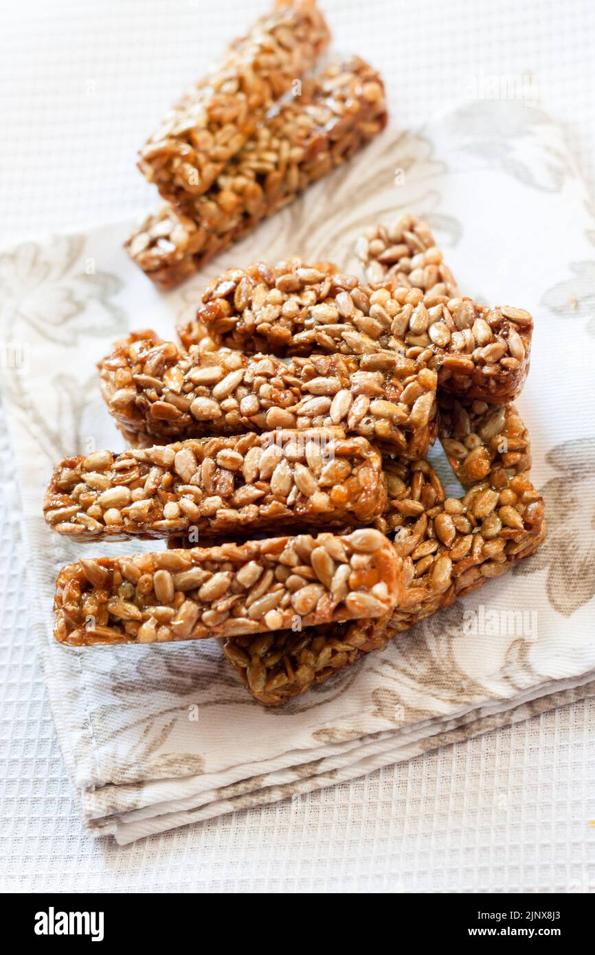 Gozinaki bars (traditional Georgian Christmas confection) made of ...