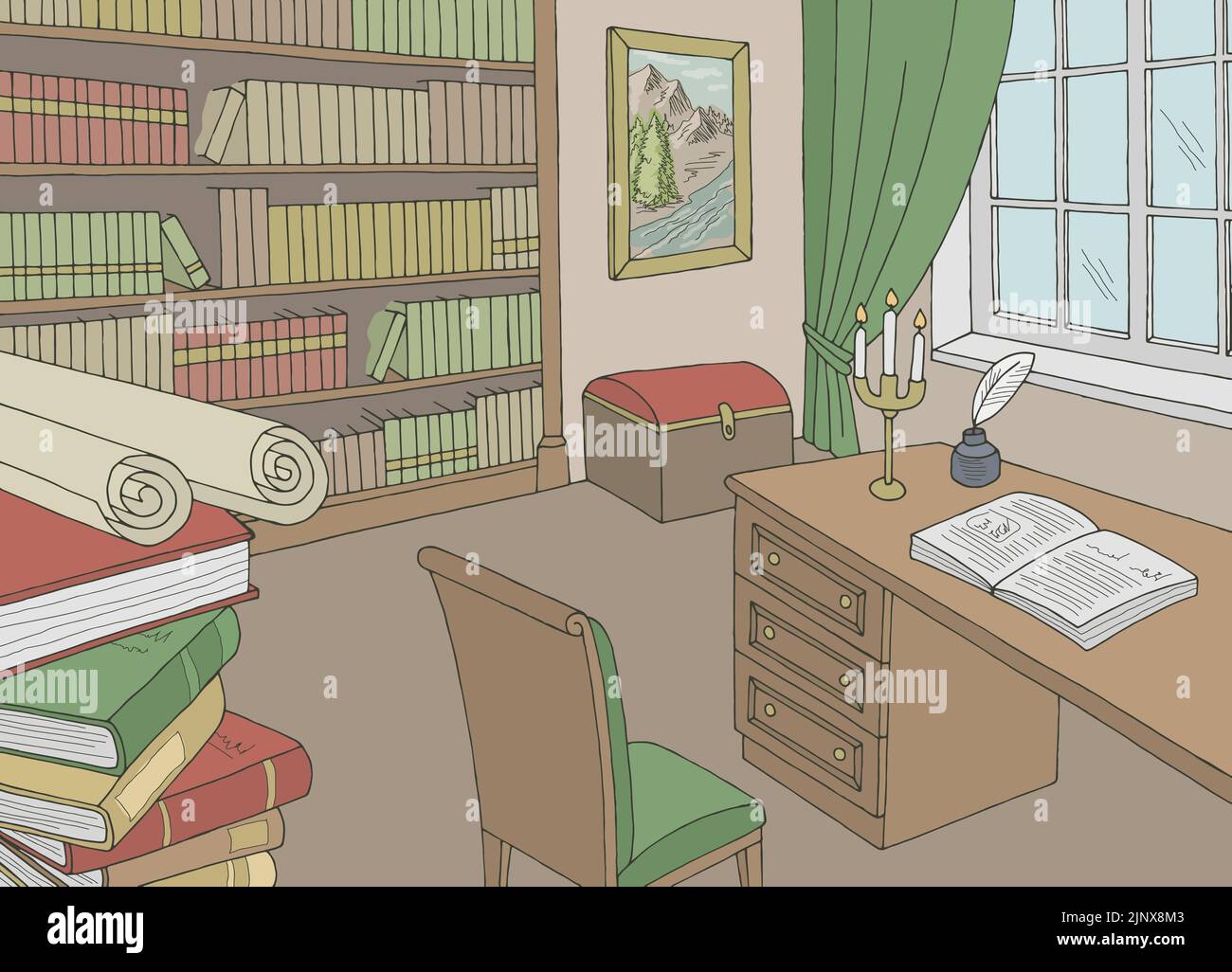 Old library shelf Stock Vector Images - Alamy