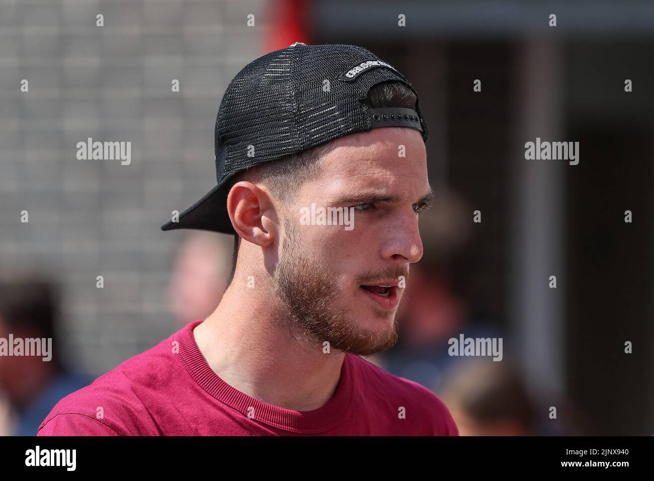 Declan Rice #41 of West Ham United arrives at the game prior to kick ...