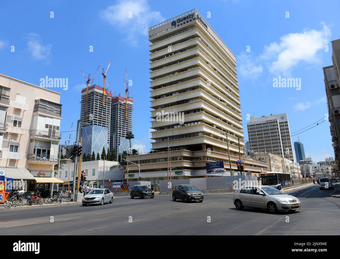 Tel-Aviv, Israel. July 2022. The Landmark towers under contraction ...