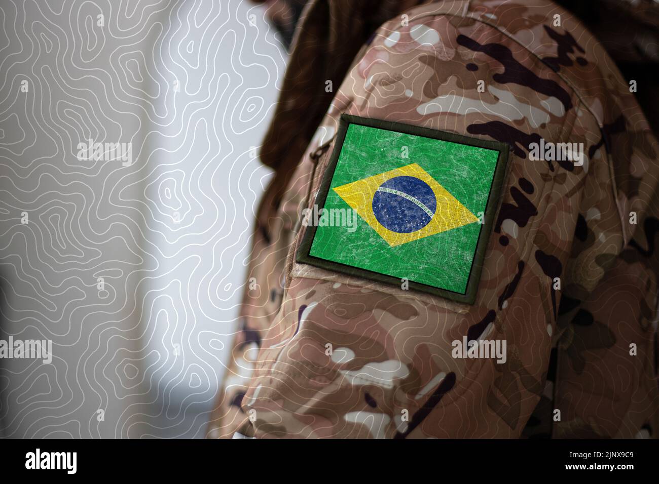 Brazil Soldier, Soldier with flag Brazil, Brazil flag on a military ...