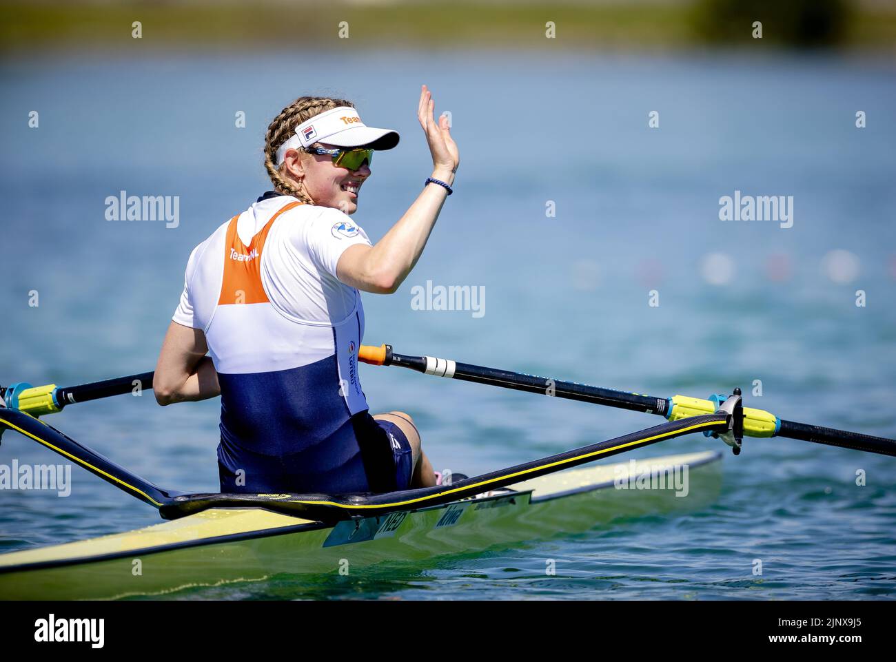 MUNICH - Karolien Florijn celebrates the win in the final in the single ...