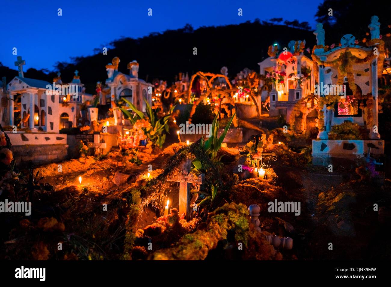 Tombs and graves are seen illuminated by burning candles during the Day ...
