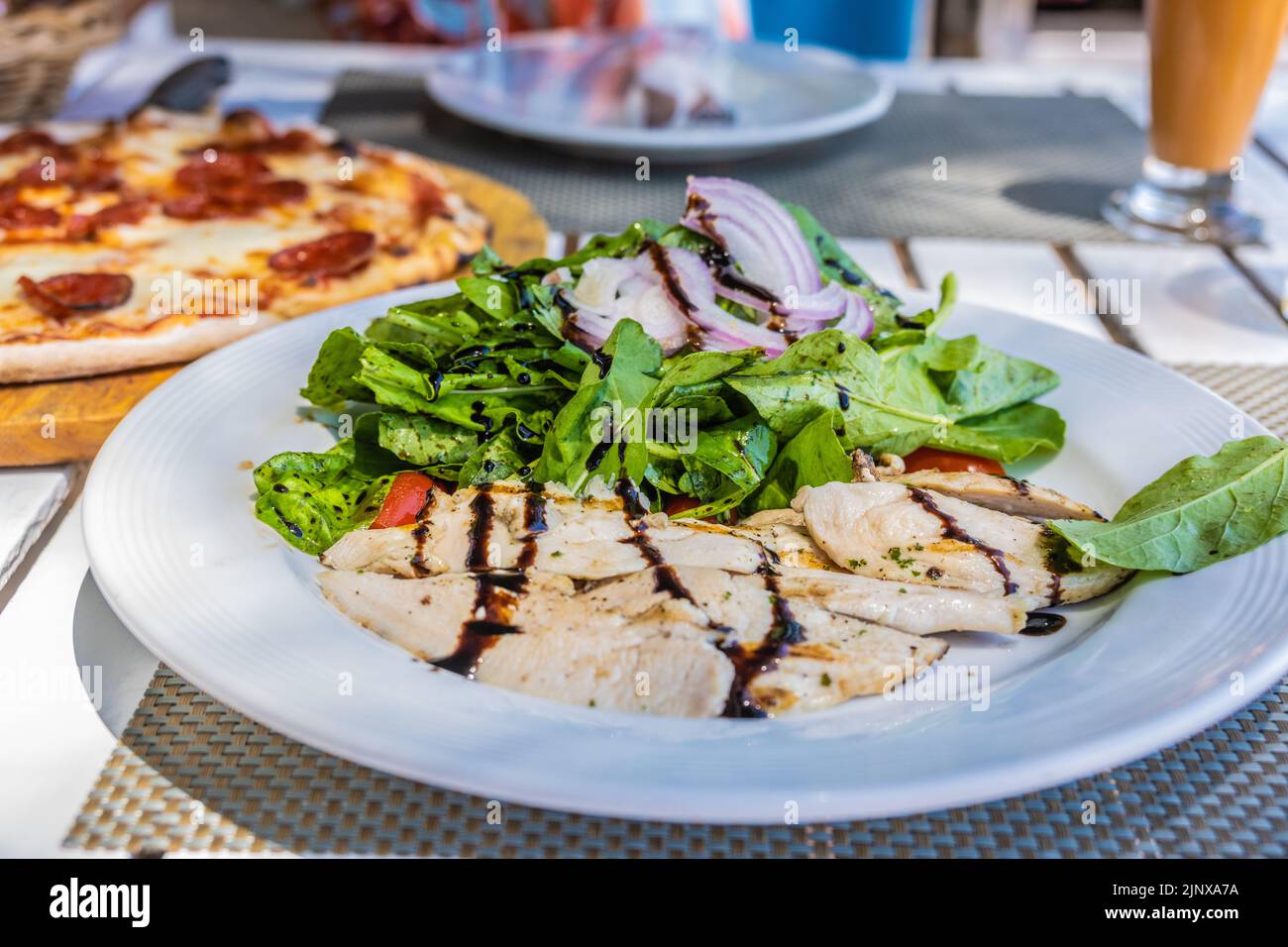 Bacco Beach Italian Restaurant Stock Photo - Alamy